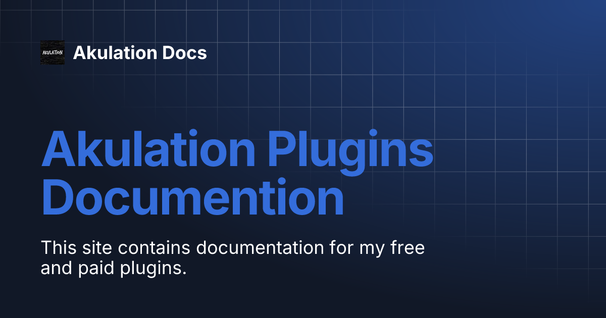 Akulation Plugins Documention | Akulation Docs
